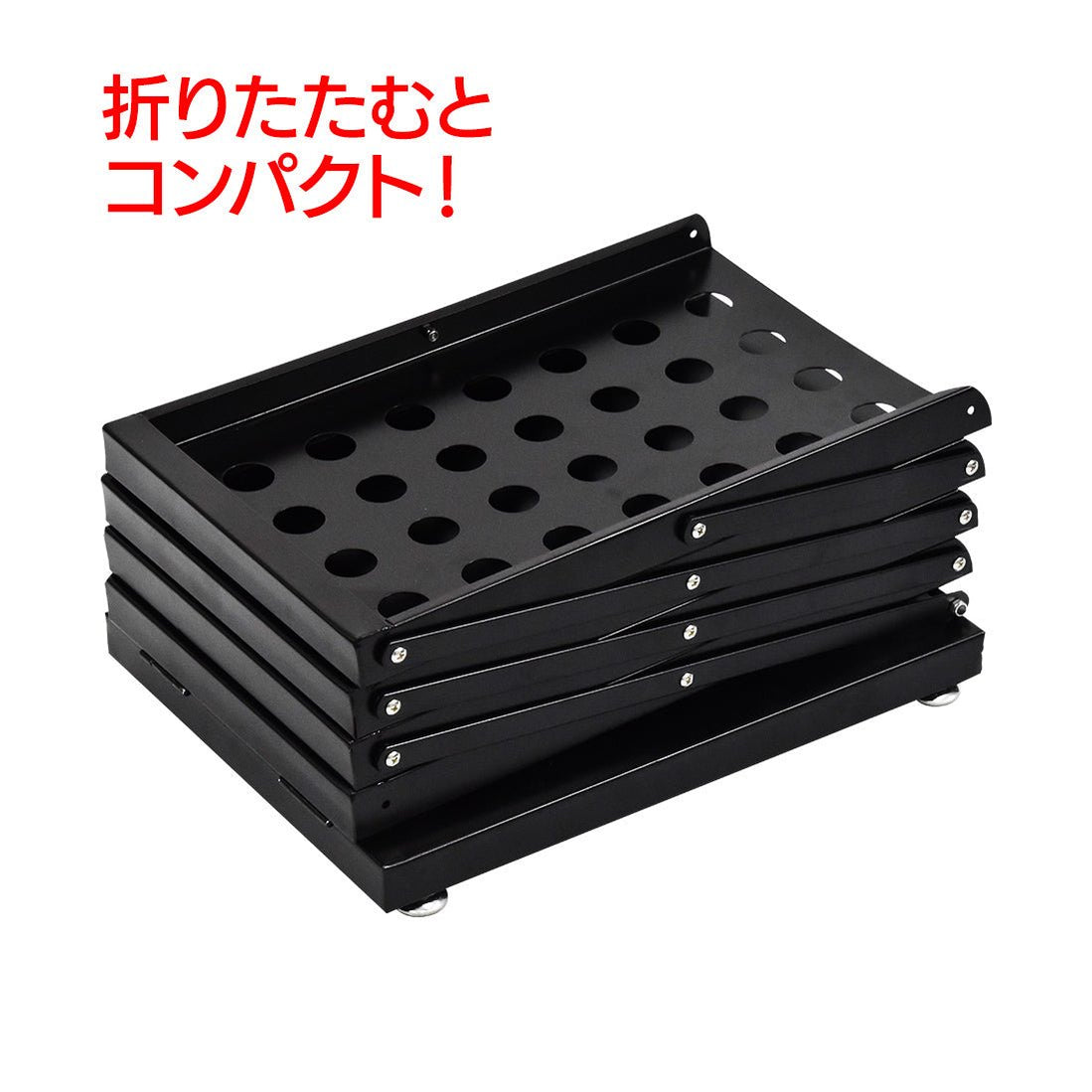 カタログスタンド 折りたたみ式 A4 4段 片面 黒— ウリサポ